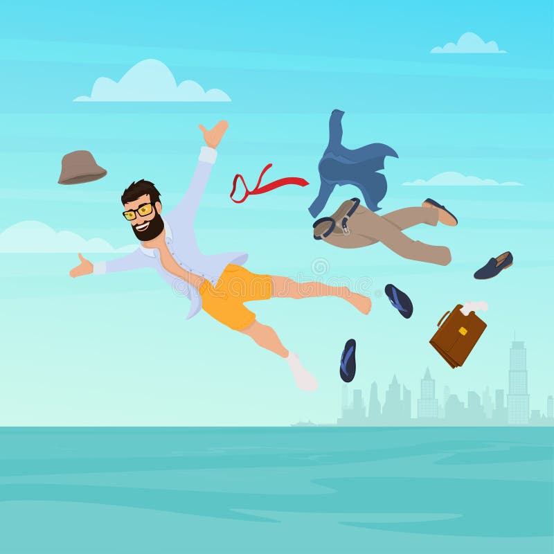 Businessman Relaxing, he is Flying on Vacation. Time To Vacation Stock ...