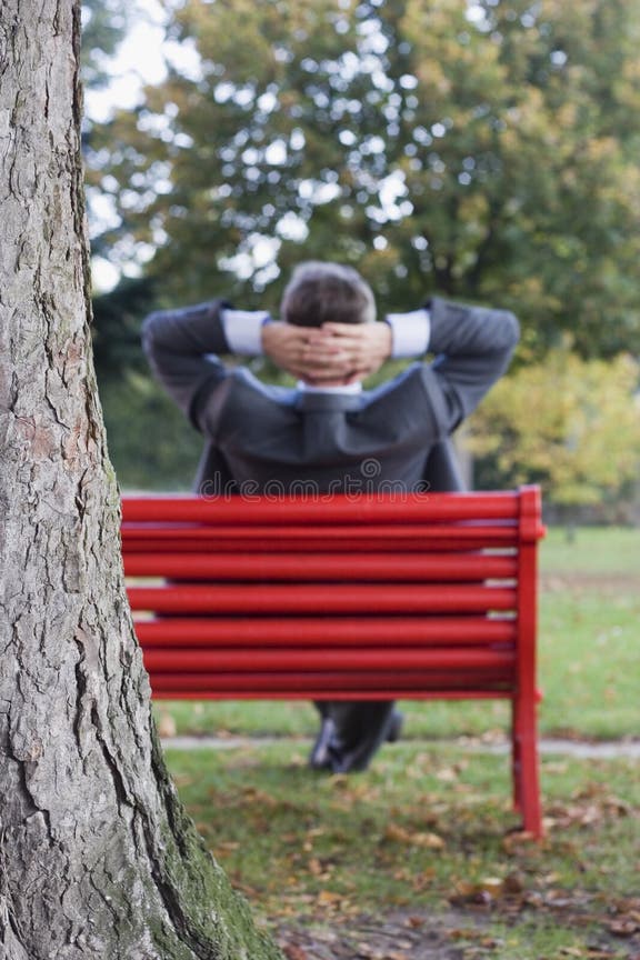 Businessman Relaxing in a Park Stock Image - Image of silence, happy ...