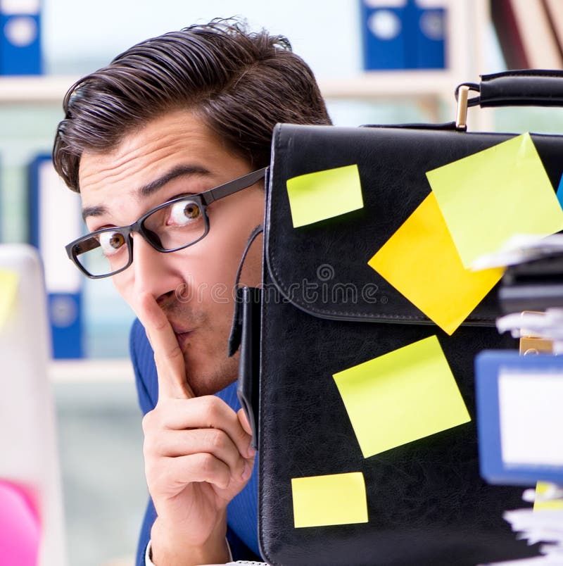 Businessman with Reminder Notes in Multitasking Concept Stock Image ...
