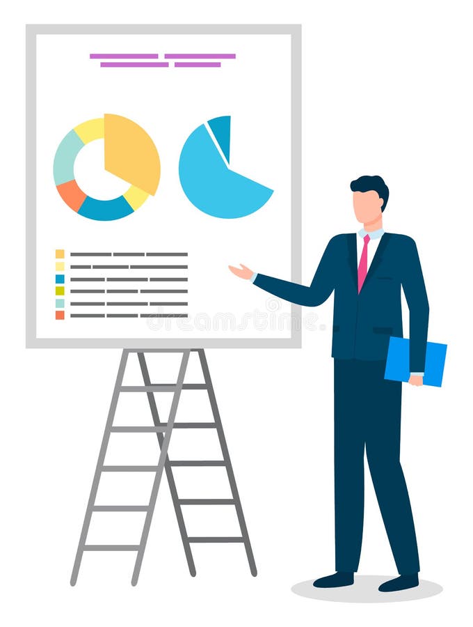 Businessman Reporting on Presentation Board with Growth Up Graph ...