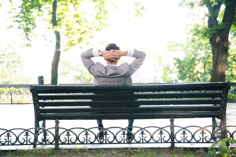 Businessman Resting on the Bench Outdoors Stock Photo - Image of people ...