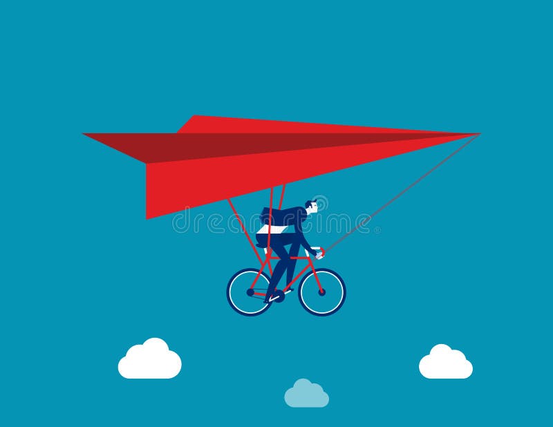 Businessman Ride Hang Gliding. Flying Concept Stock Vector ...