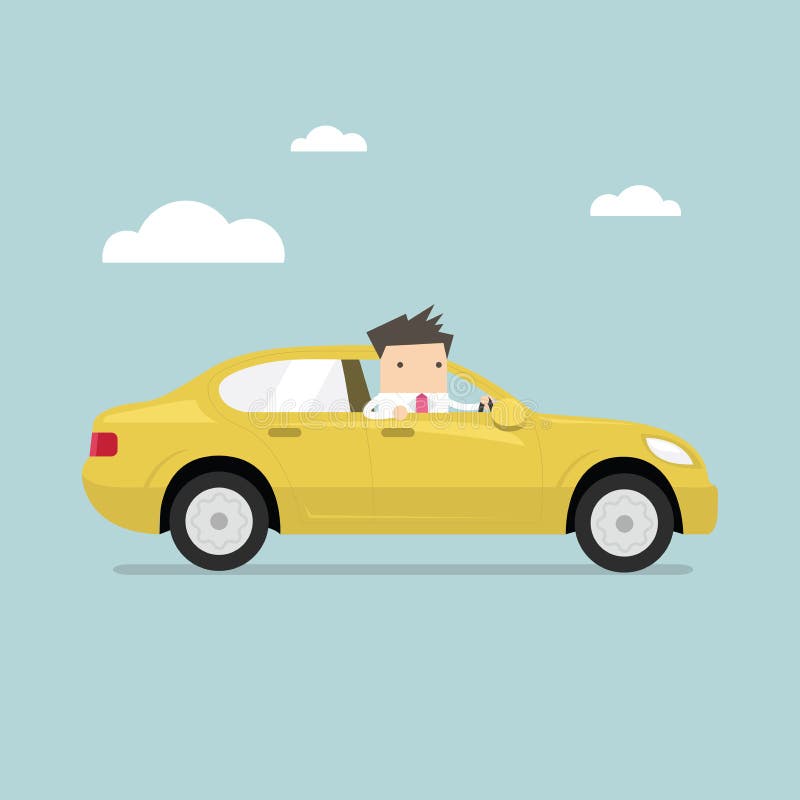 Businessman Rides in the Car. Vector Stock Vector - Illustration of ...