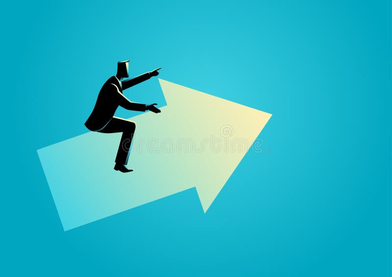 Businessman Riding an Arrow Graph Stock Vector - Illustration of arrow ...