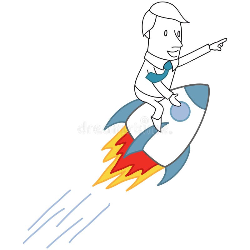 Businessman Riding Rocket Pointing Forward Stock Vector - Illustration ...