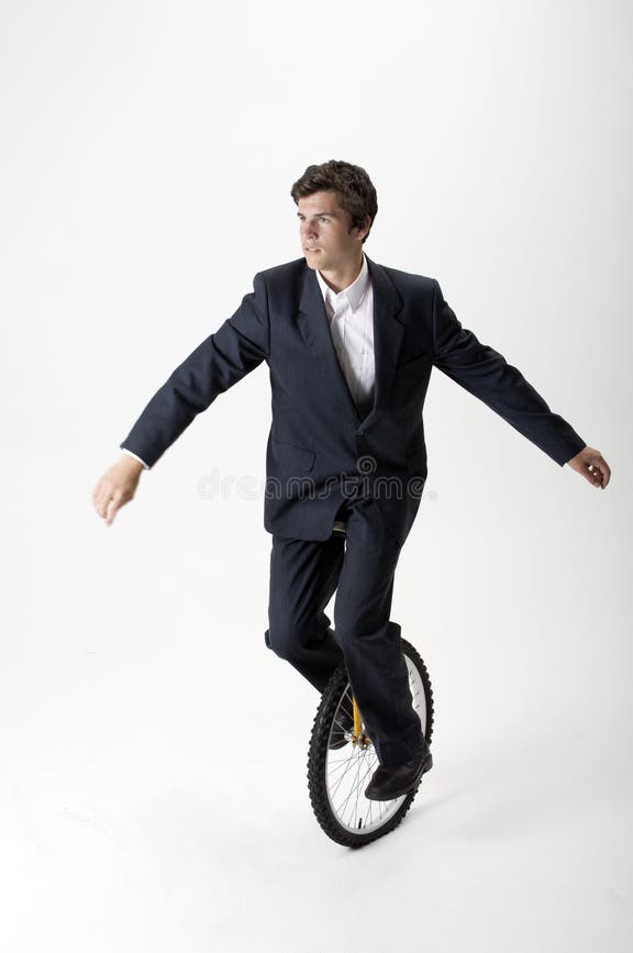 Businessman Riding Unicycle Stock Image - Image of equilibrium ...