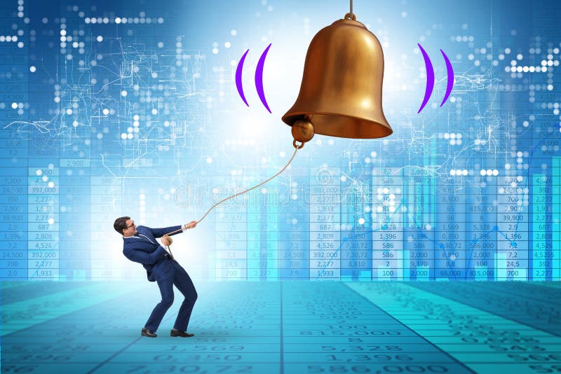 Businessman Ringing the Bell in Case of Danger Stock Illustration ...