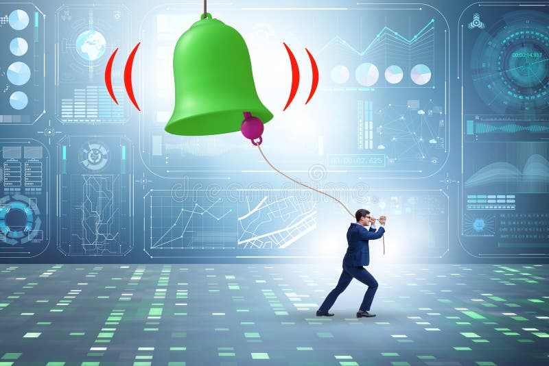Businessman Ringing the Bell in Case of Danger Stock Illustration ...