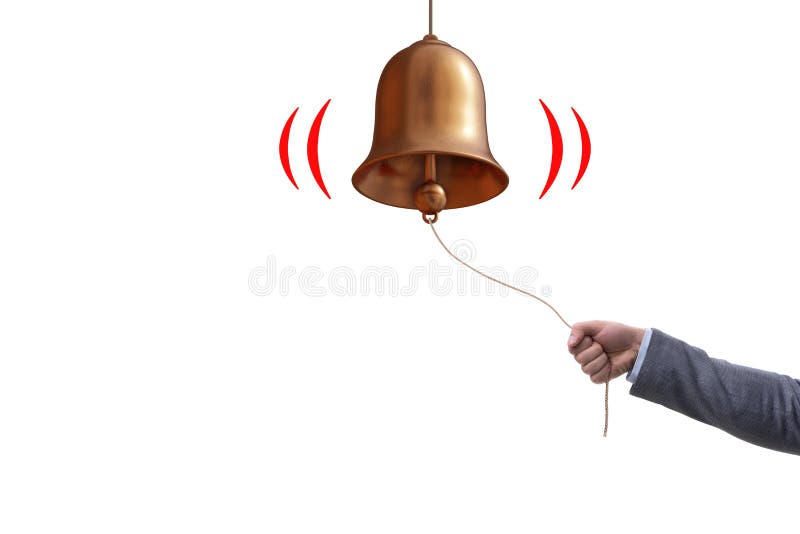Businessman Ringing the Bell in Case of Danger Stock Photo - Image of ...