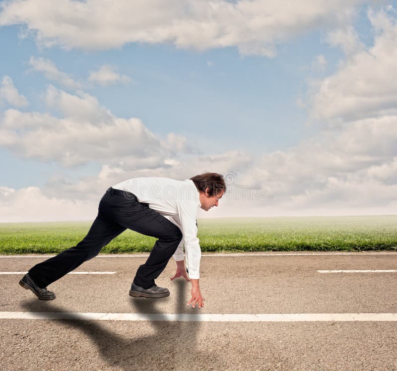Businessman on a Road Ready To Run Stock Image - Image of race ...