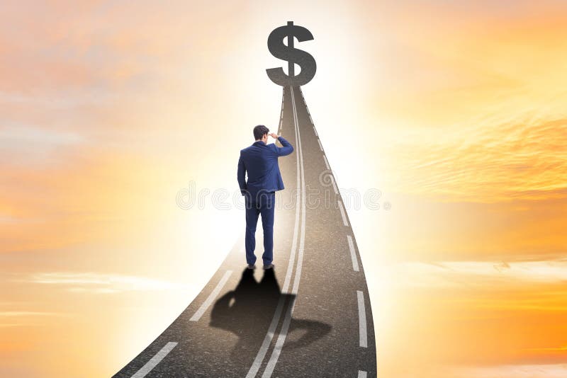 Businessman on the Road To Wealth Stock Photo - Image of path, banking ...