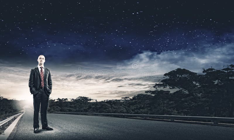 Businessman on road stock image. Image of corporate, travel - 44507417