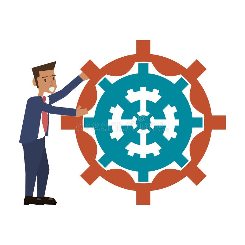 Rotating Gears Over White Background Stock Illustration - Illustration ...