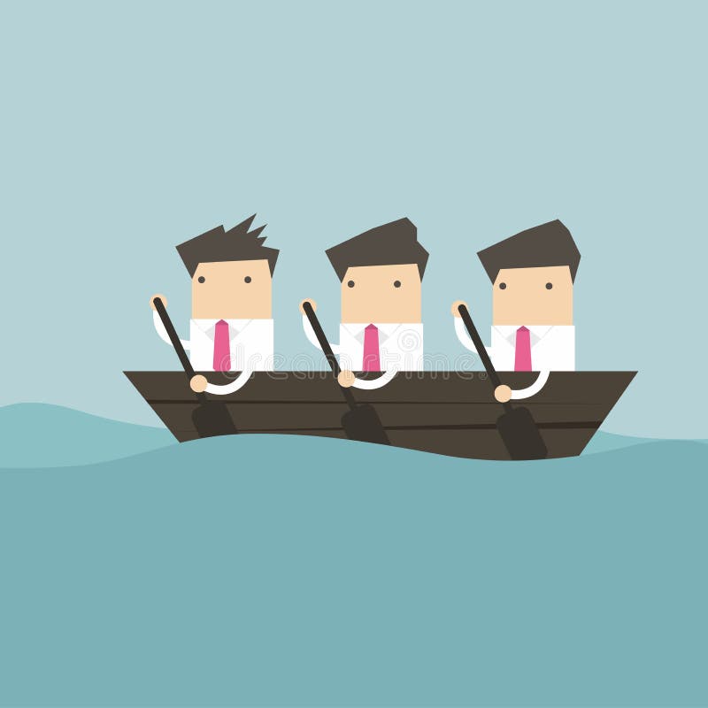 Businessman Rowing Team, Teamwork Concept Stock Vector - Illustration ...