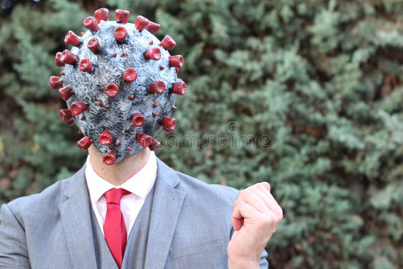Businessman with Rubber Virus Head Stock Photo - Image of science ...