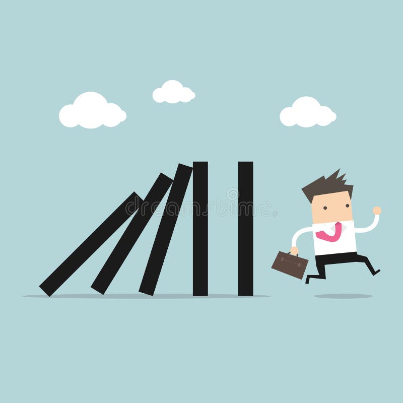 Businessman Get Away Money Ball Down. Cartoon Character Thin Line Style ...