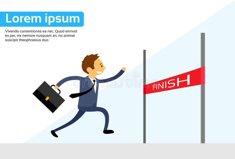 Businessman Run Cross Finish Line Flat Vector Stock Vector ...