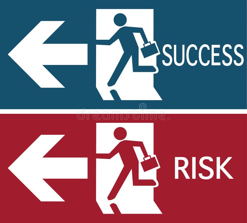 Businessman Run Success and Risk Sign Stock Vector - Illustration of ...