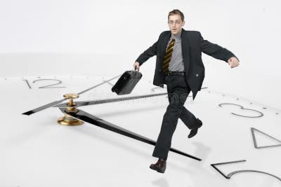 Businessman Run through the Ti Stock Image - Image of businessman ...