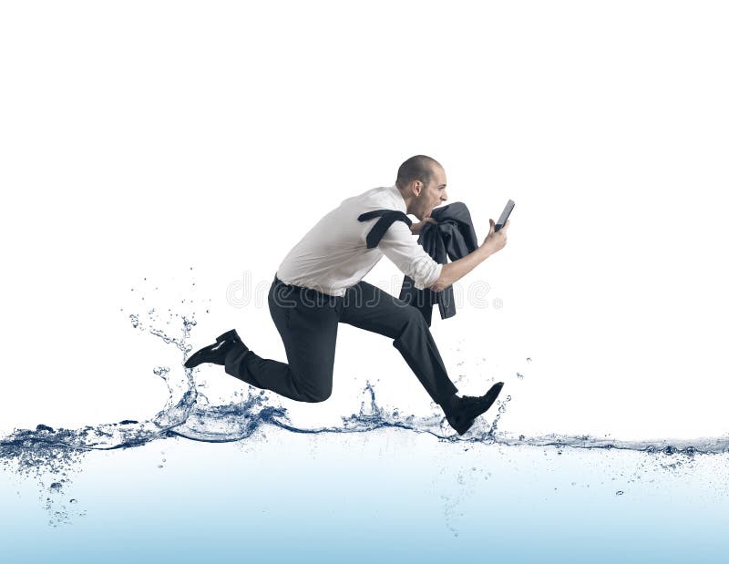 Businessman Run on the Water Stock Photo - Image of competition, career ...
