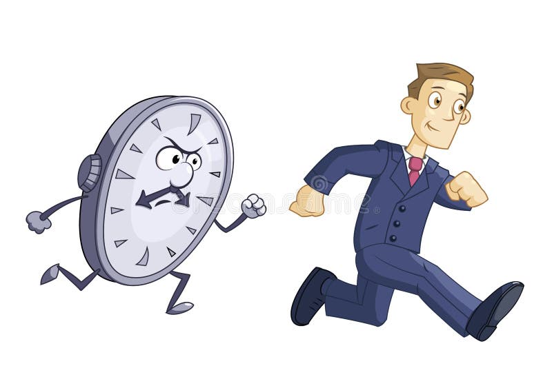 Businessman is Running Against Time Stock Vector - Illustration of ...
