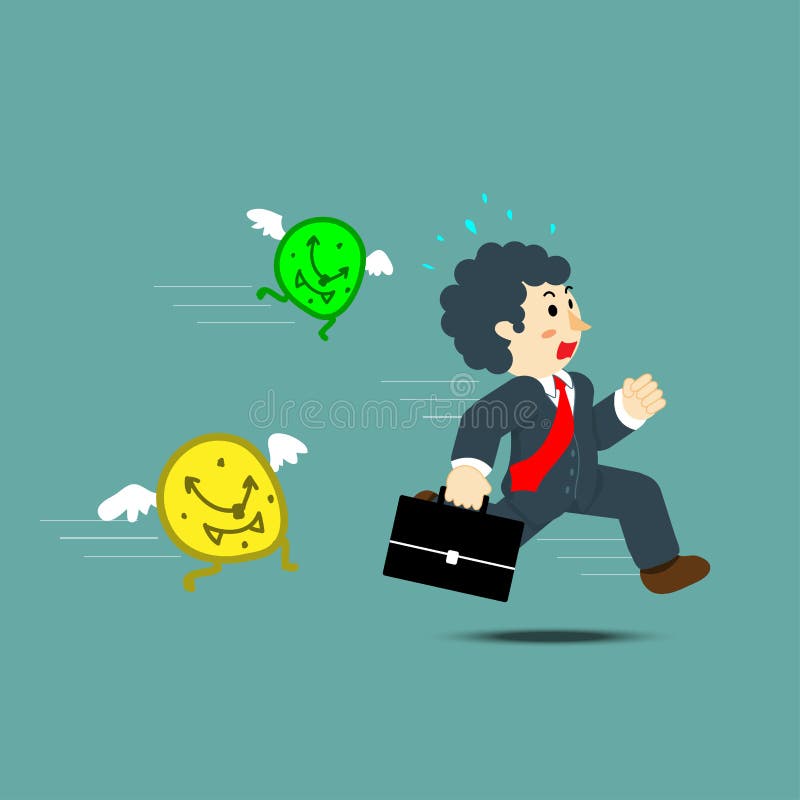Businessman is Running Against Time Stock Vector - Illustration of time ...