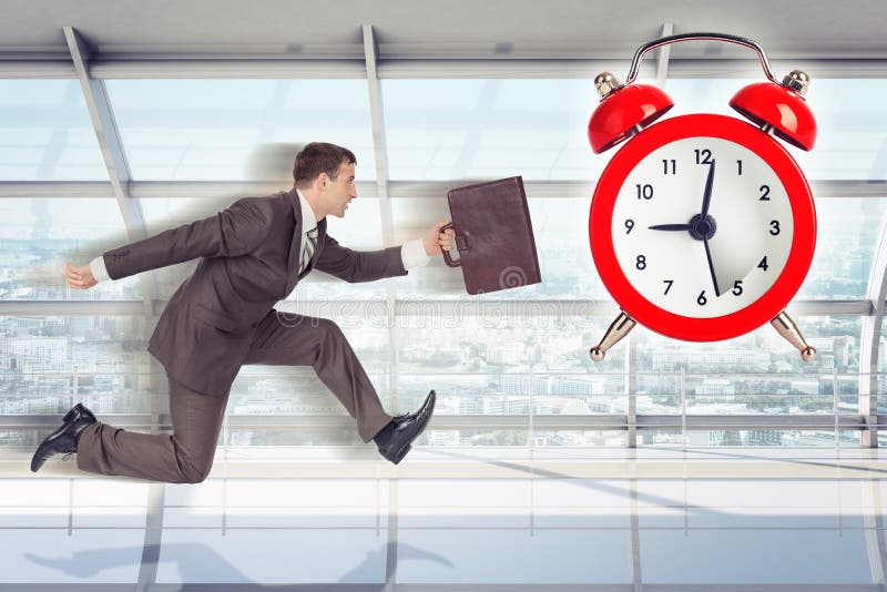 Man Running after Alarm Clock of Running Legs Stock Image - Image of ...