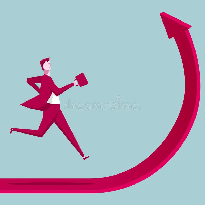 3d man running on arrow stock illustration. Illustration of cartoon ...