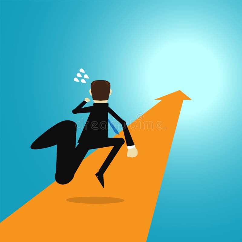 Businessman Running on Arrow Forward Together Stock Vector ...