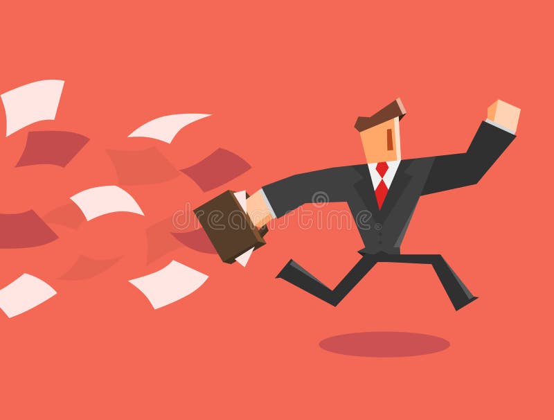 Businessman Running Away from Paper. Stock Vector - Illustration of ...
