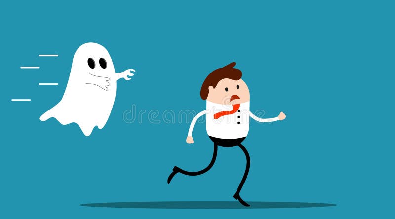 Businessman Running Away from a Scary Ghost Stock Vector - Illustration ...