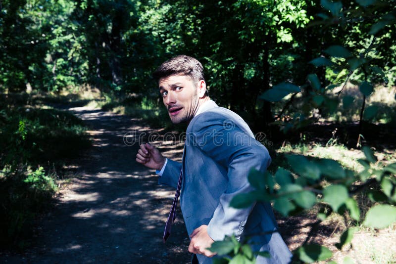 Man Running Forward In Fear