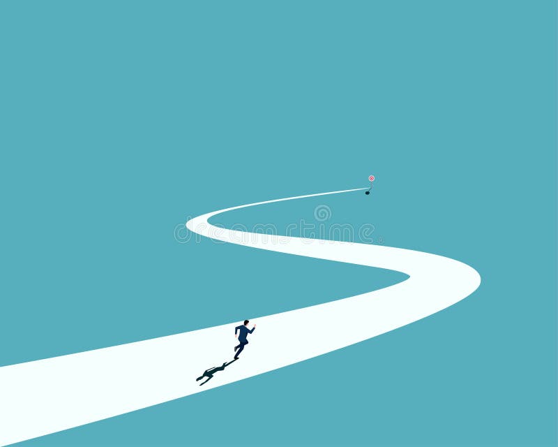 Businessman Was Running a Winding Path Stock Illustration ...