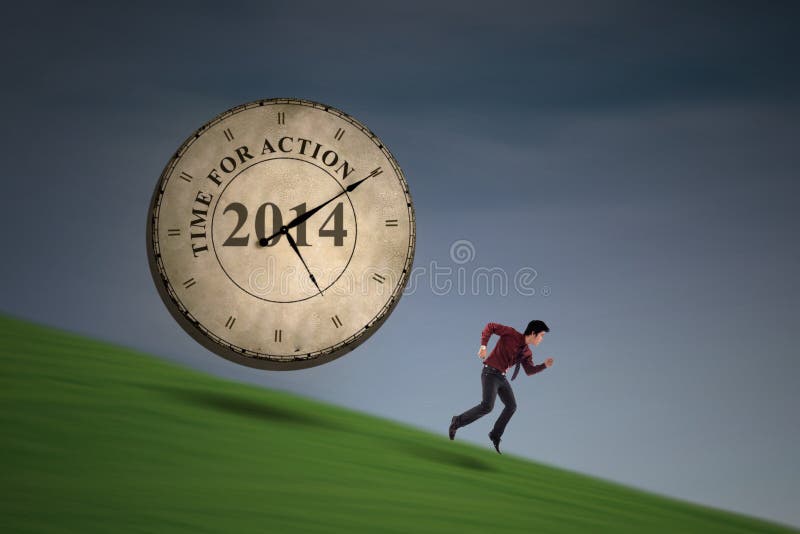 Businessman Running with a Big Time Clock Stock Image - Image of korean ...