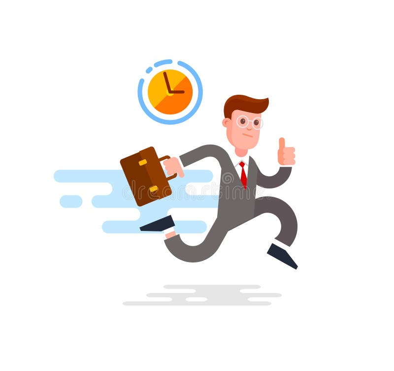 Businessman Running with Briefcase. Cartoon Vector Illustration. Stock ...
