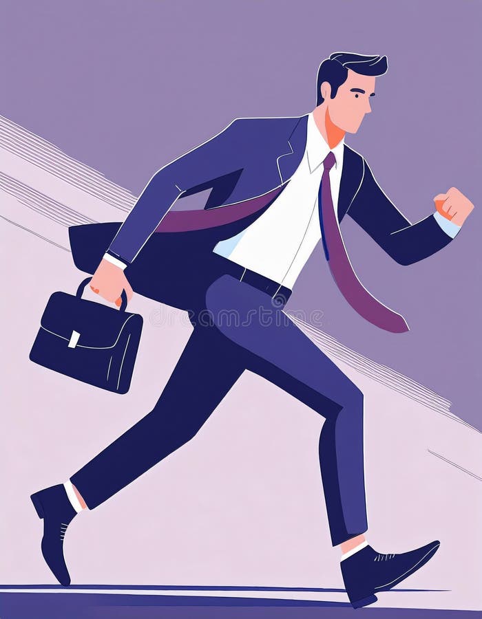 Businessman Running with Briefcase, Perhaps Late for Work or an ...