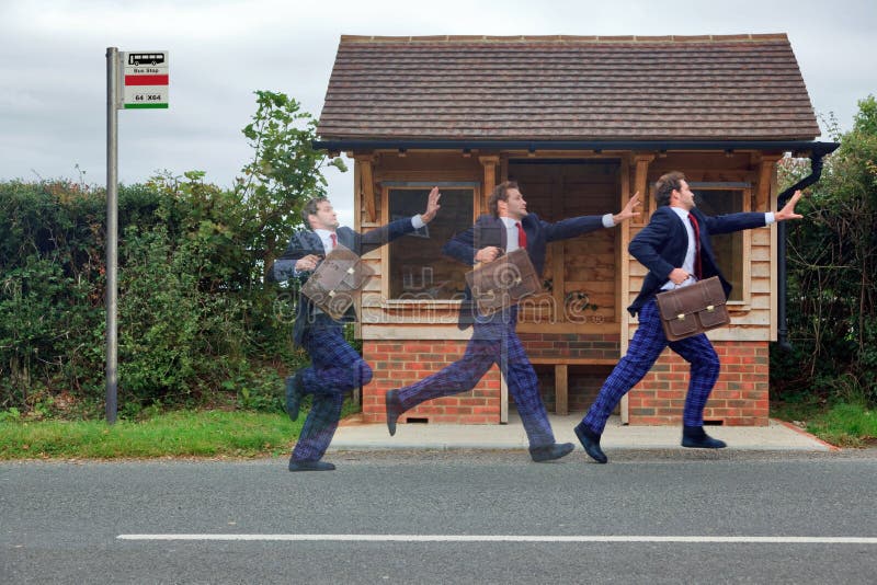 Businessman Running To Catch Bus Stop Stock Image - Image of public ... Businessman Running To Catch Bus Stop Stock Image - Image of public ...