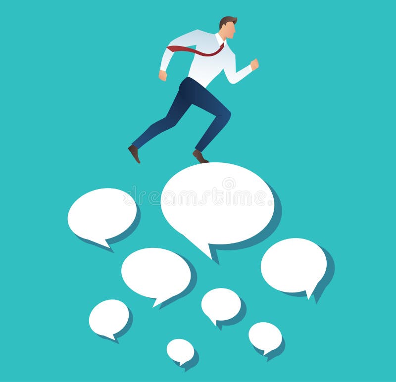 Businessman Running on Chat Box Vector Illustration Stock Vector ...