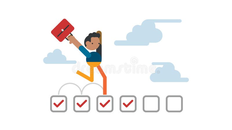 Businessman Running on Checklist To Progress To Target. Business ...