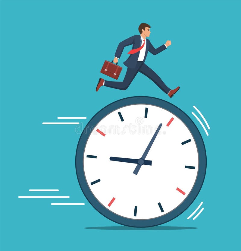 Businessman Running on Clock Representing Deadline Stock Vector ...