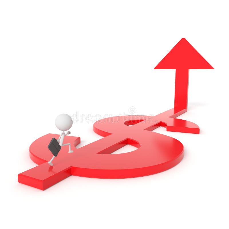 Businessman Running on the Dollar Sign. 3D Rendering Stock Illustration ...