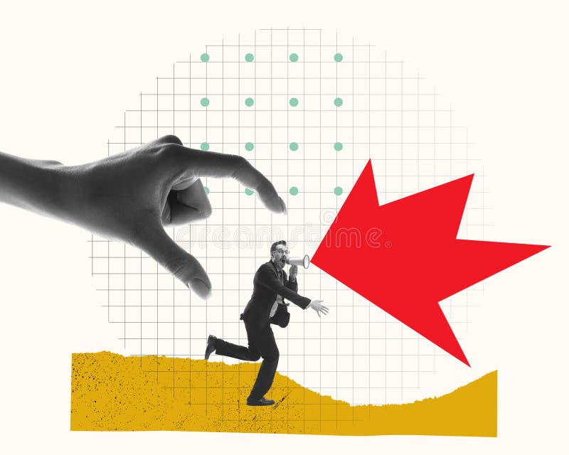 Businessman Running and Emotionally Shouting in Megaphone, Professional ... Businessman Running and Emotionally Shouting in Megaphone, Professional ...