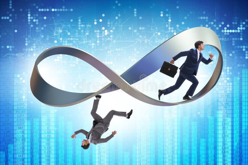 Businessman Running on the Endless Loop Stock Photo - Image of ...