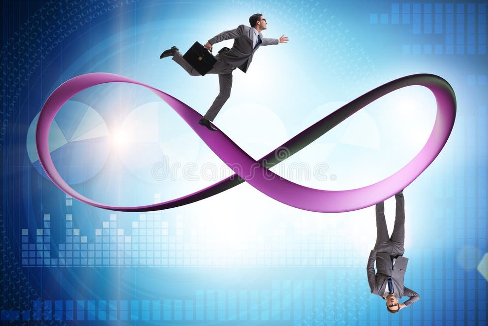 Businessman Running on the Endless Loop Stock Image - Image of curve ...