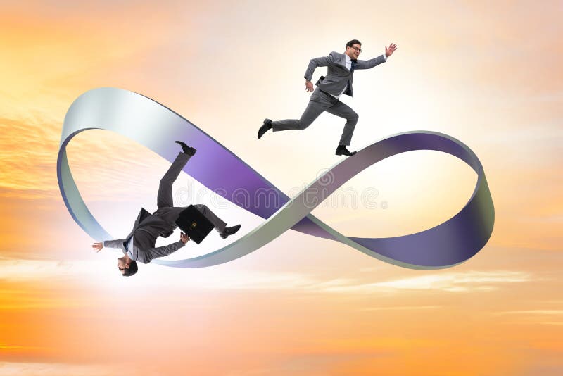 Businessman Running on the Endless Loop Stock Photo - Image of energy ...