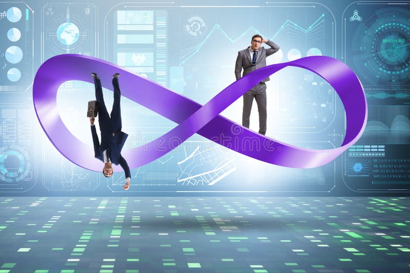 Businessman Running on the Endless Loop Stock Image - Image of creative ...