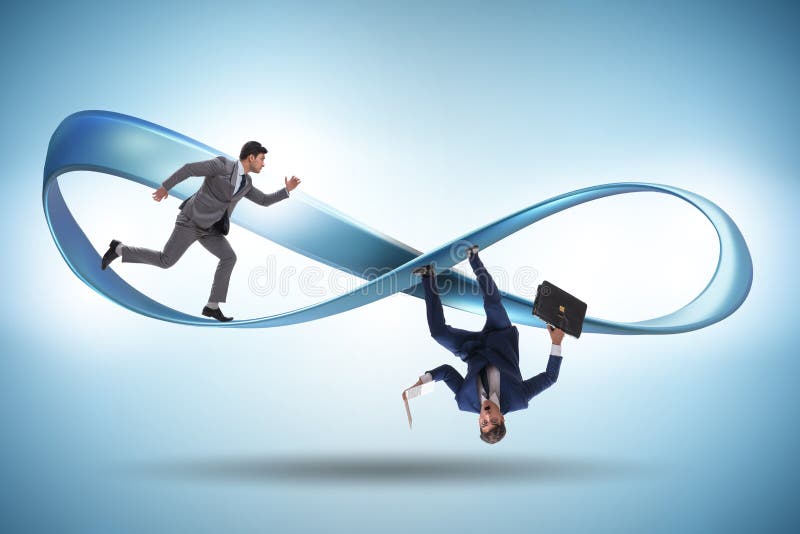 Businessman Running on the Endless Loop Stock Photo - Image of circle ...