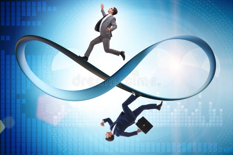 Businessman Running on the Endless Loop Stock Photo - Image of running ...