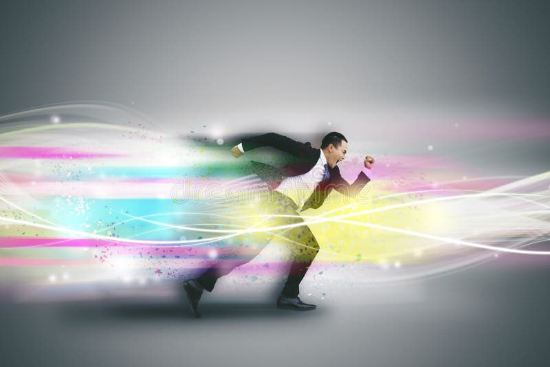 Businessman Running Fast and Tech Concept Stock Illustration ...