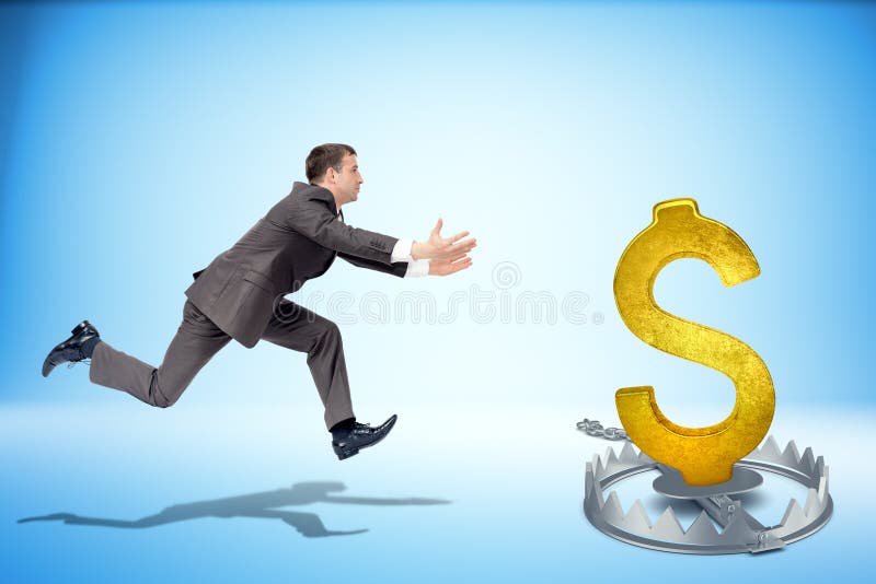 Businessman Running Forward with Dollar Sign Stock Image - Image of ...